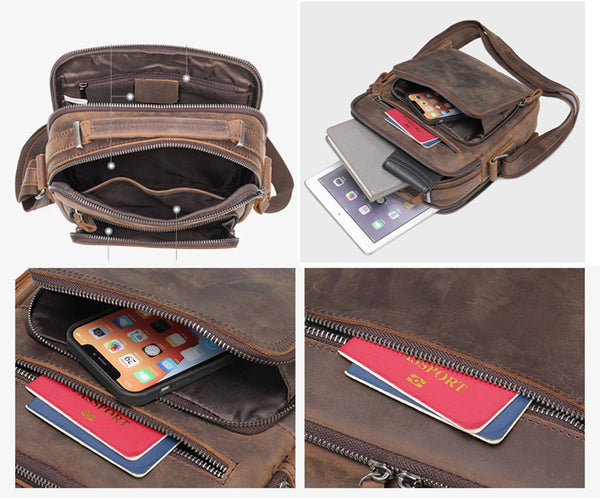 Full Grain Leather Men's Satchel Leather Mens Crossbody Bag Small Leat ...