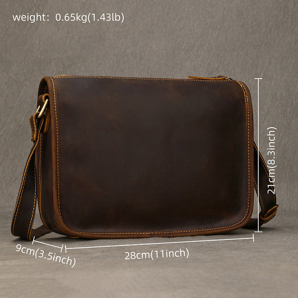 Full Grain Leather Mens Messenger Bag Handcrafted Leather Shoulder Bag ...