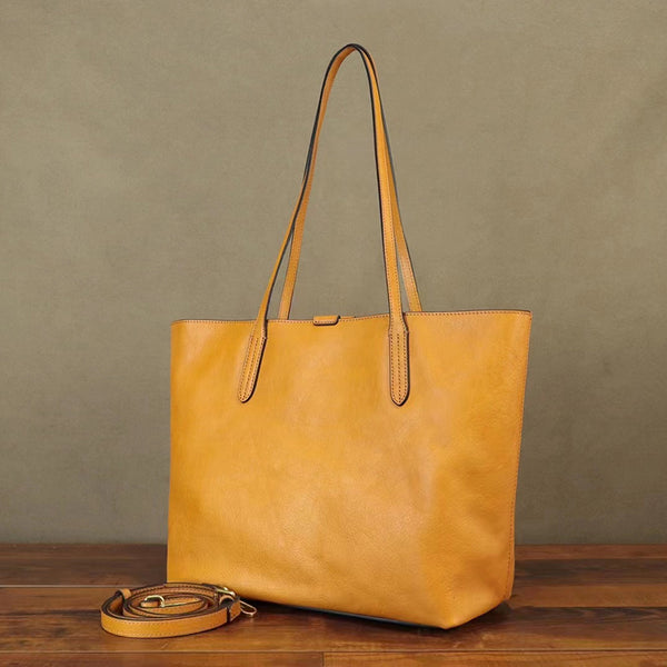 Full Grain Leather Tote Classic Everyday Use Tote Bag Work Student Bag ...