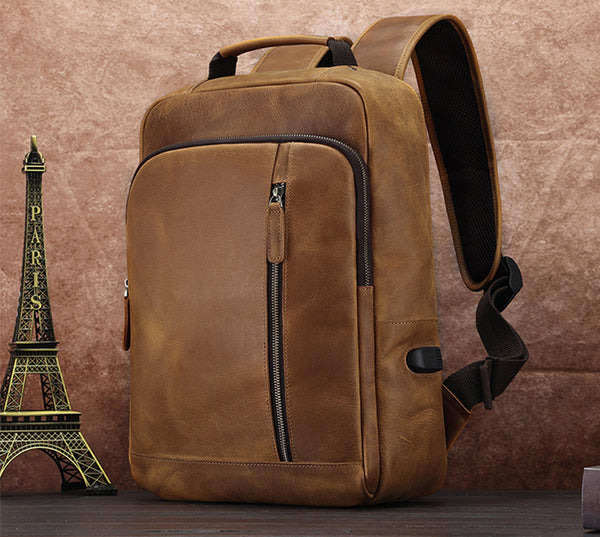 Leather Backpack for Men Full Grain Leather Travel Backpack Handmade L ...