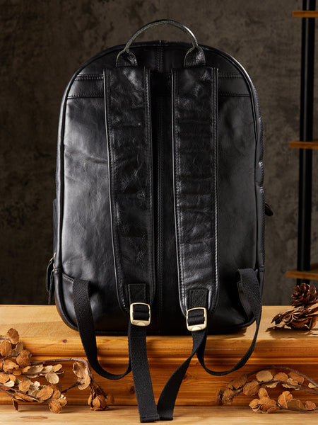 Men Leather 16" Laptop Backpack Full Grain Leather School Backpack ...