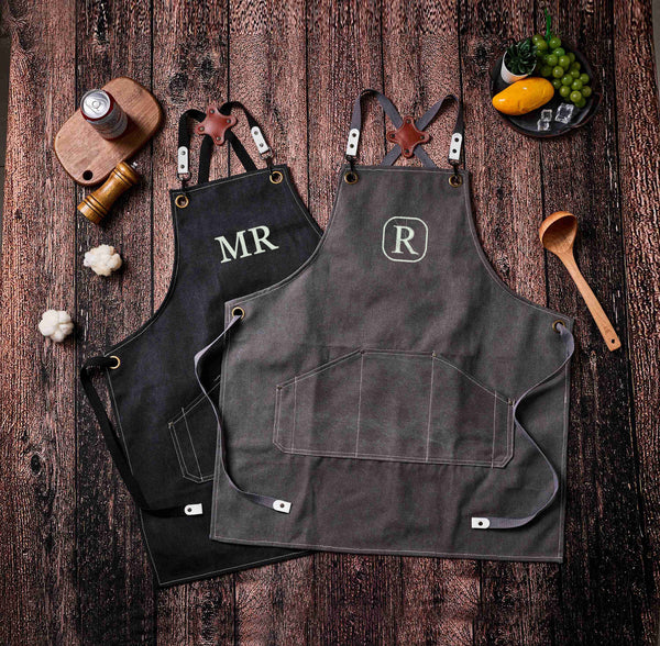 Personalized Canvas Workshop Apron with Pockets, Custom Bar, BBQ & Bar ...