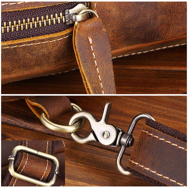 Crazy Horse Leather Chest Pack Handmade Chest Bag Casual Shoulder Mess ...