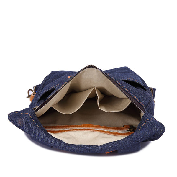 New Denim Canvas Casual Backpack Leather With Canvas School Backpack F ...