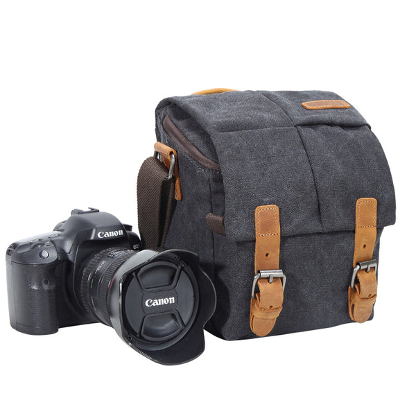 Canvas DSLR Camera Bag Waterproof Camera Bag Shoulder Messenger Bag QS ...