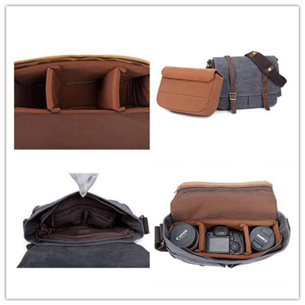 DSLR Camera Messenger Bag Waterproof Canvas Shoulder Bag Camera Bag QS ...
