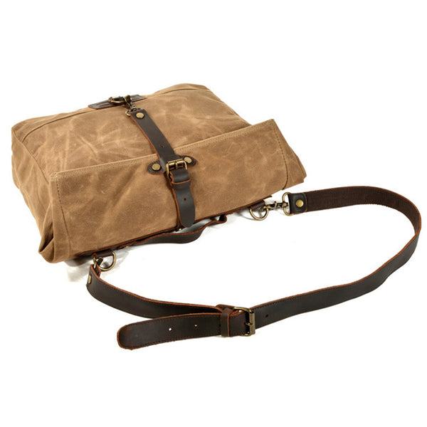 Canvas Messenger Bag Waterproof Canvas With Leather Shoulder Bag Waxed ...