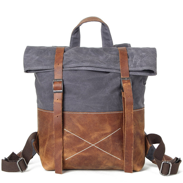 Waxed Canvas Vintage Backpack, handmade Rucksack, Hiking Bag FX1008 ...