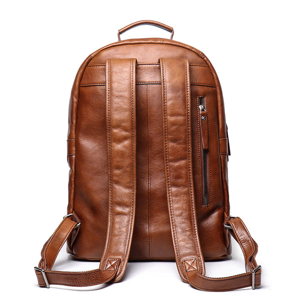 Full Grain Leather Men Backpack Handmade Leather Laptop Backpack Trave ...