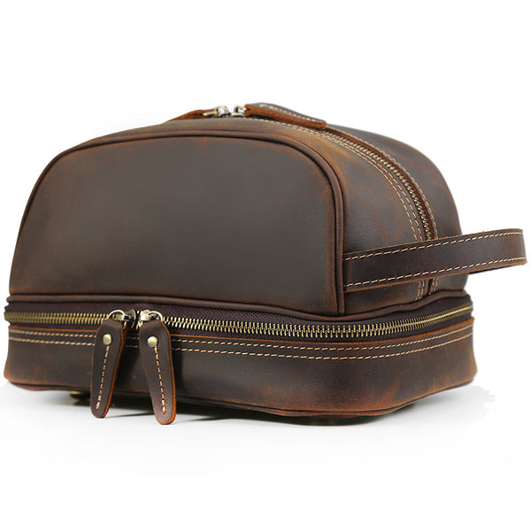 Full Grain Leather Wash Bag Handmade Toiletry Bag Dopp Kit Shaving Kit ...