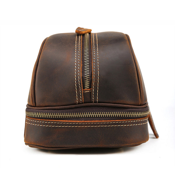 Full Grain Leather Wash Bag Handmade Toiletry Bag Dopp Kit Shaving Kit ...