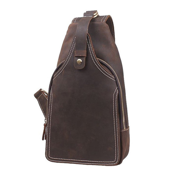 Rustic Leather Backpack Single Strap Chest Bag Travel Sport Use Bag 20 ...