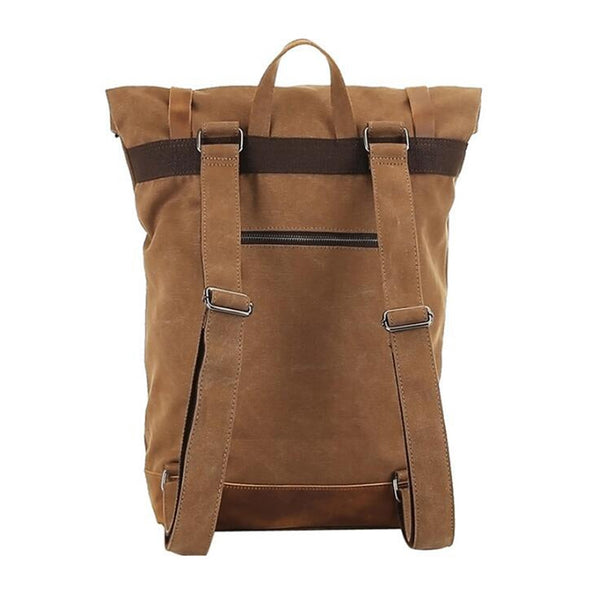 Waxed Canvas With Leather Backpack, Waterproof College Bag, Travel Bag ...