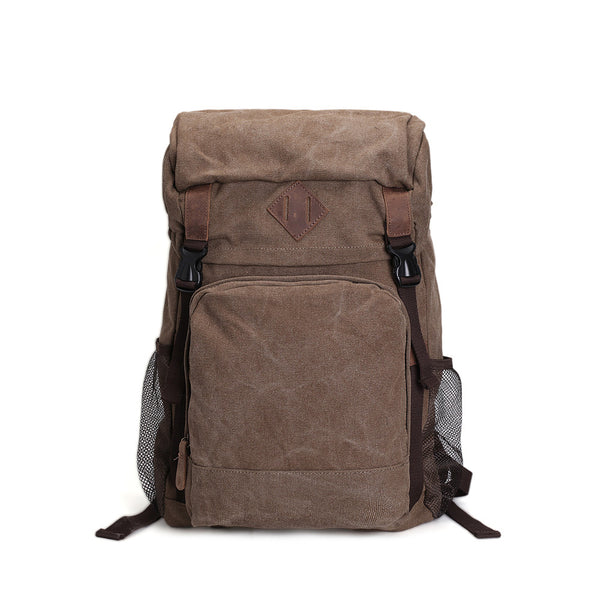 ROCKCOW Waxed Canvas Travel Backpack, Rucksack, Hiking Travel Backpack ...