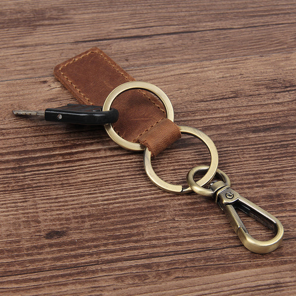 Rockcow Full Grain Leather Key Chain Personalized Key Ring Husband Gif ...