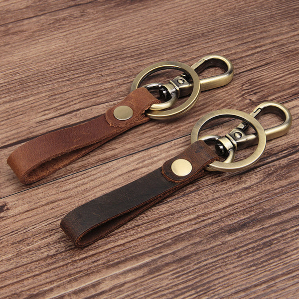 Rockcow Full Grain Leather Key Chain Personalized Key Ring Husband Gif ...