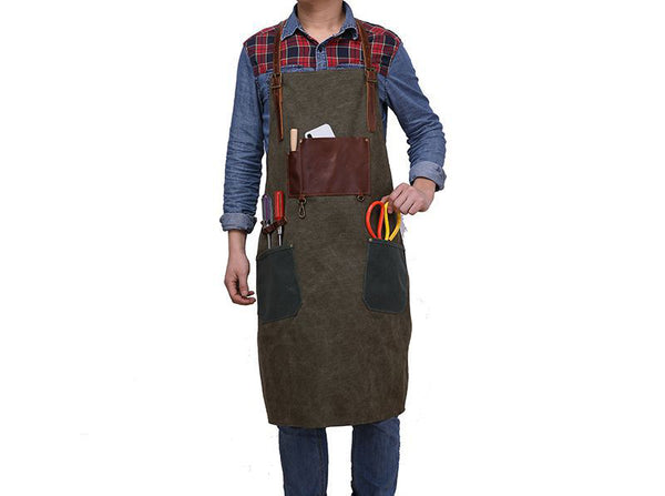 Craftsman Durable Apron Retro Canvas Apron Workshop Long Apron WQ5895 ...