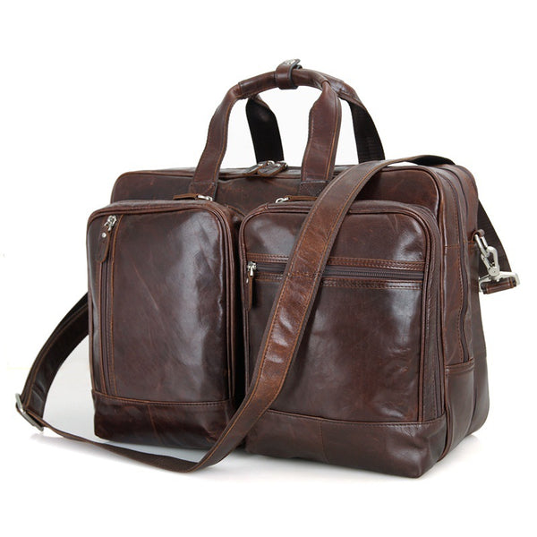 Handmade Top Grain Leather Briefcase Messenger Bag Men's Business Lapt ...